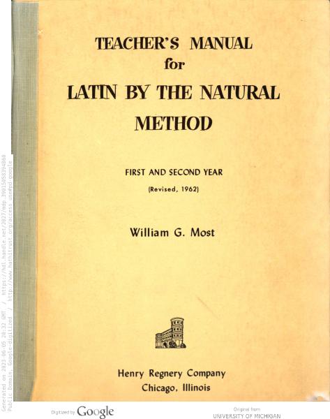 Teacher's Manual for Latin by the Natural Method First and Second Year ...